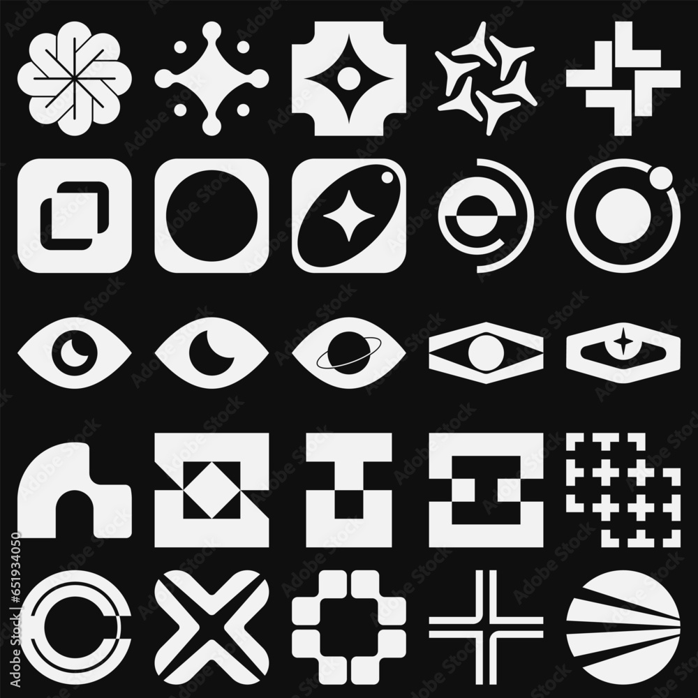 Set of geometric logos. Cool Icons Collection. Sign Vector Design ...
