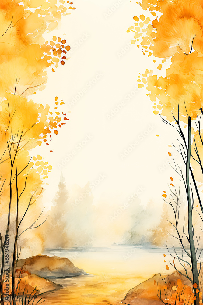 Watercolor Autumn Landscape Digital Papers, Fall Scenes Background ...