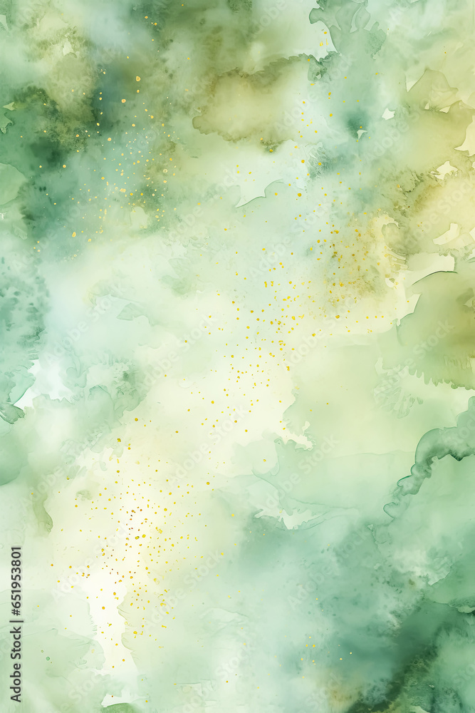 Watercolor Sage Green Digital Papers, Sage Green & Gold Background ...