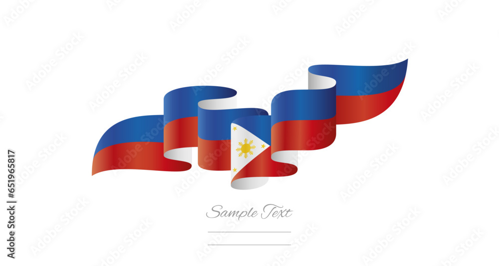 Philippines white blue red wavy flag ribbon concept design template ...
