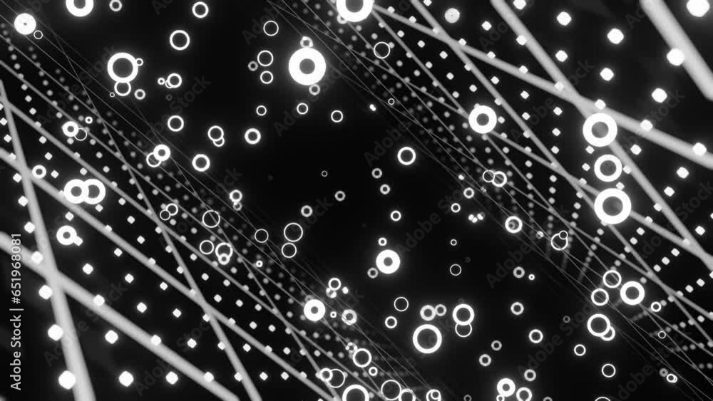 looped 3d animation, VFX black and white polygonal frames, Sci-fi ...