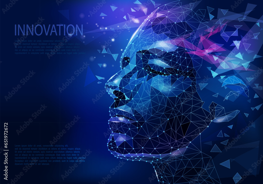 Poster Human face in technological low poly style – Wall Art | UkPosters