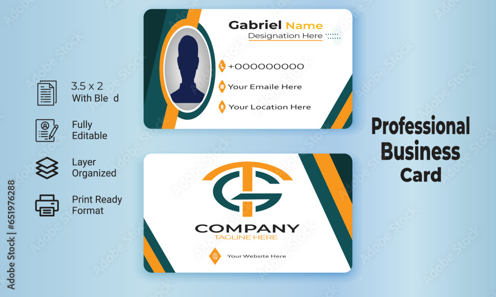 Double-sided modern creative visiting card design template. landscape ...