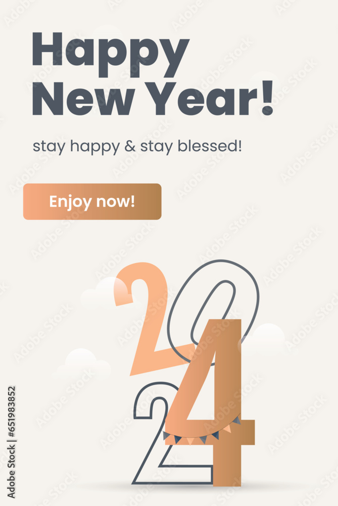 Happy New Year 2024 Facebook post. 2024 happy new year Vertical Poster ...