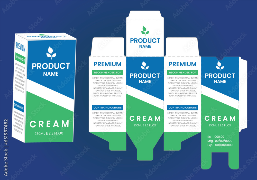 Supplements and Cosmetic box design, Package design template, box ...