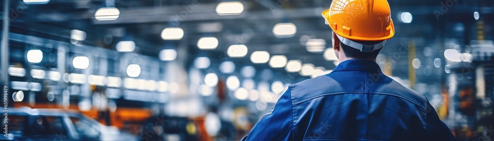 Worker In The Background Car Manufacturing Plant Efficiency Of Worker ...