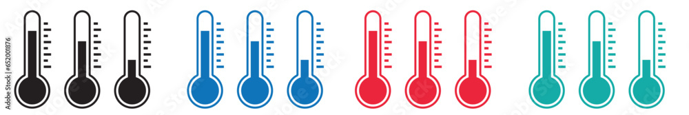 Temperature symbol set. Thermometer symbols, temperature scale, weather ...