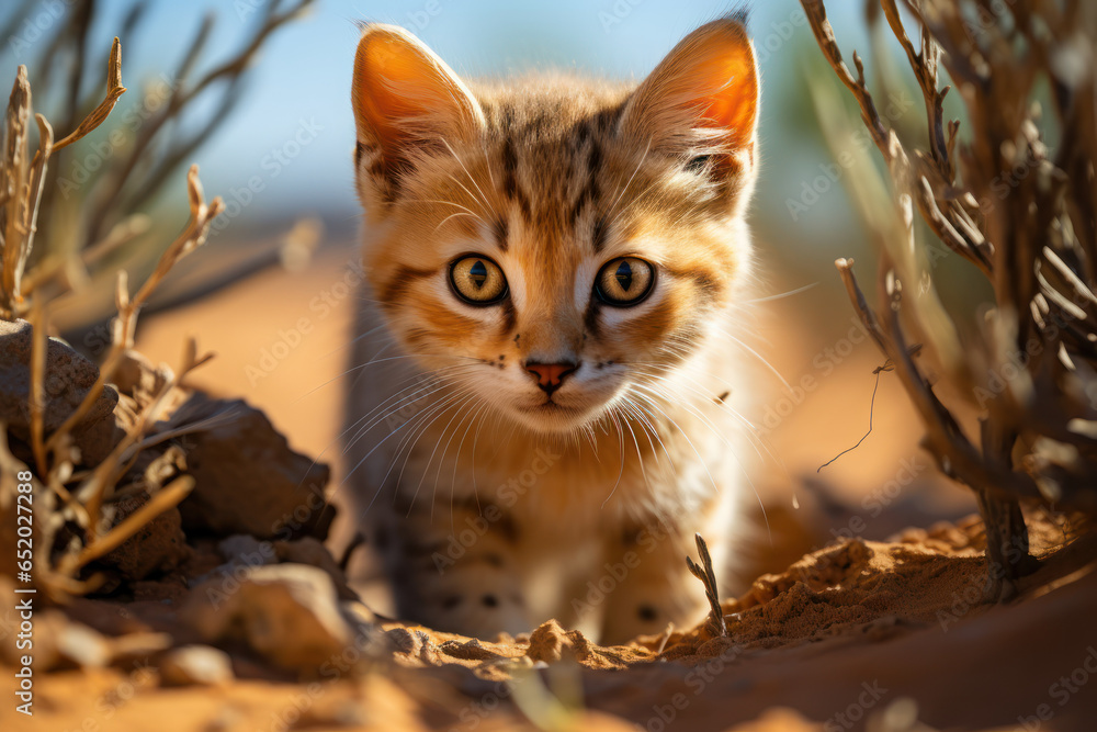 The elusive Arabian sand cat, a master of desert survival, prowling the ...