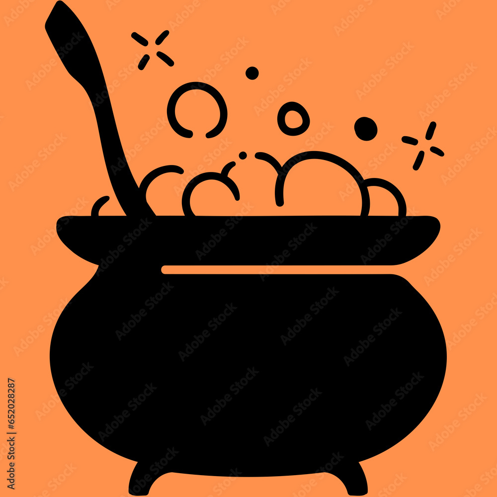 witches cauldron with potion icon. boiling potions sign. witches ...