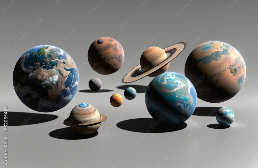 planets of solar system terrestrial planet and giant planet isolated on ...