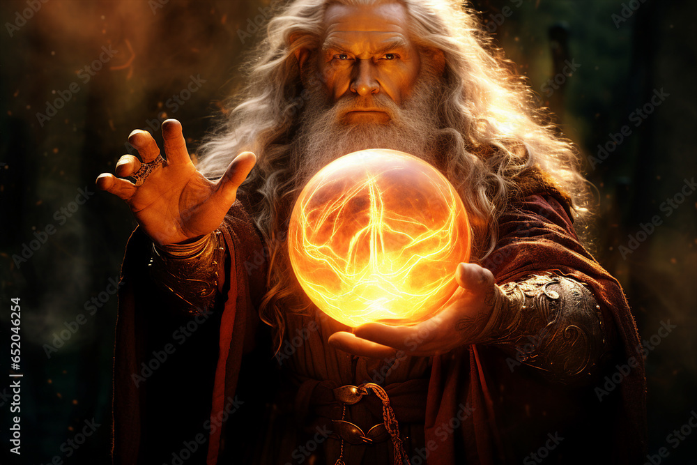 Generative ai collage photo of powerful warlock cast fire fiery spell ...