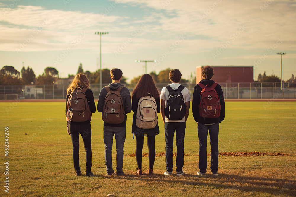 Generative AI image of many students best friends walking to school ...