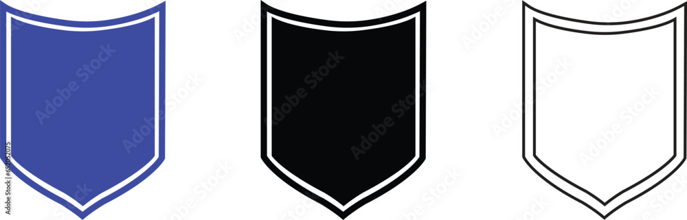 police badge shape icon in flat, line set. isolated on transparent ...