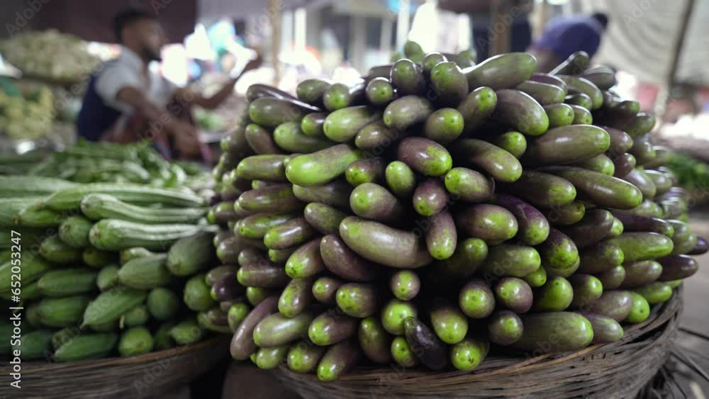 Video Stock Fresh brinjal at market. Brinjal, also known as eggplant or ...