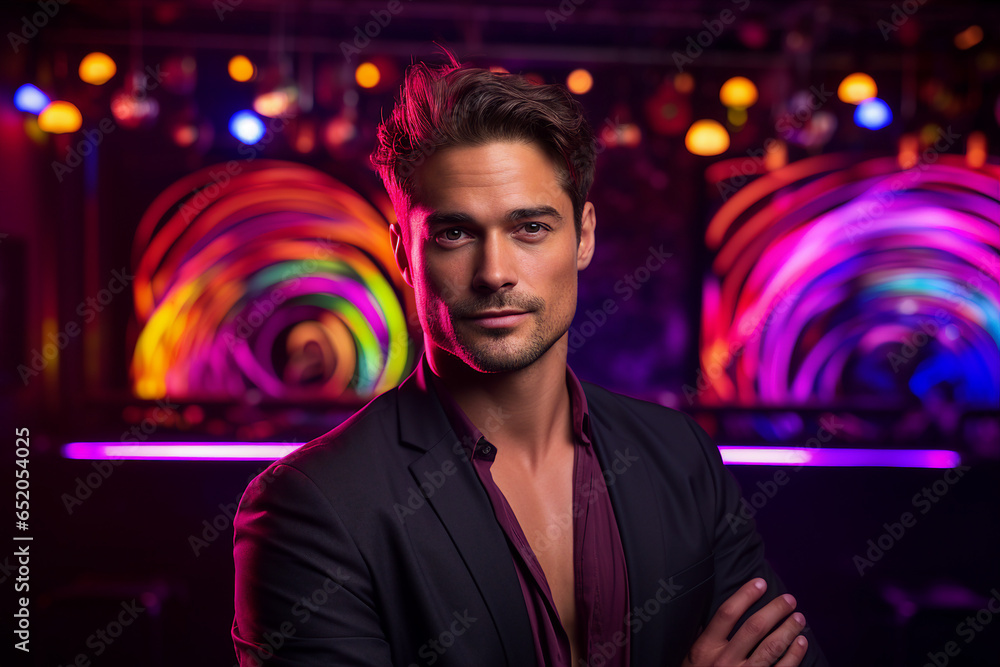 Generative AI image of handsome happy joyful man celebrating stag party ...