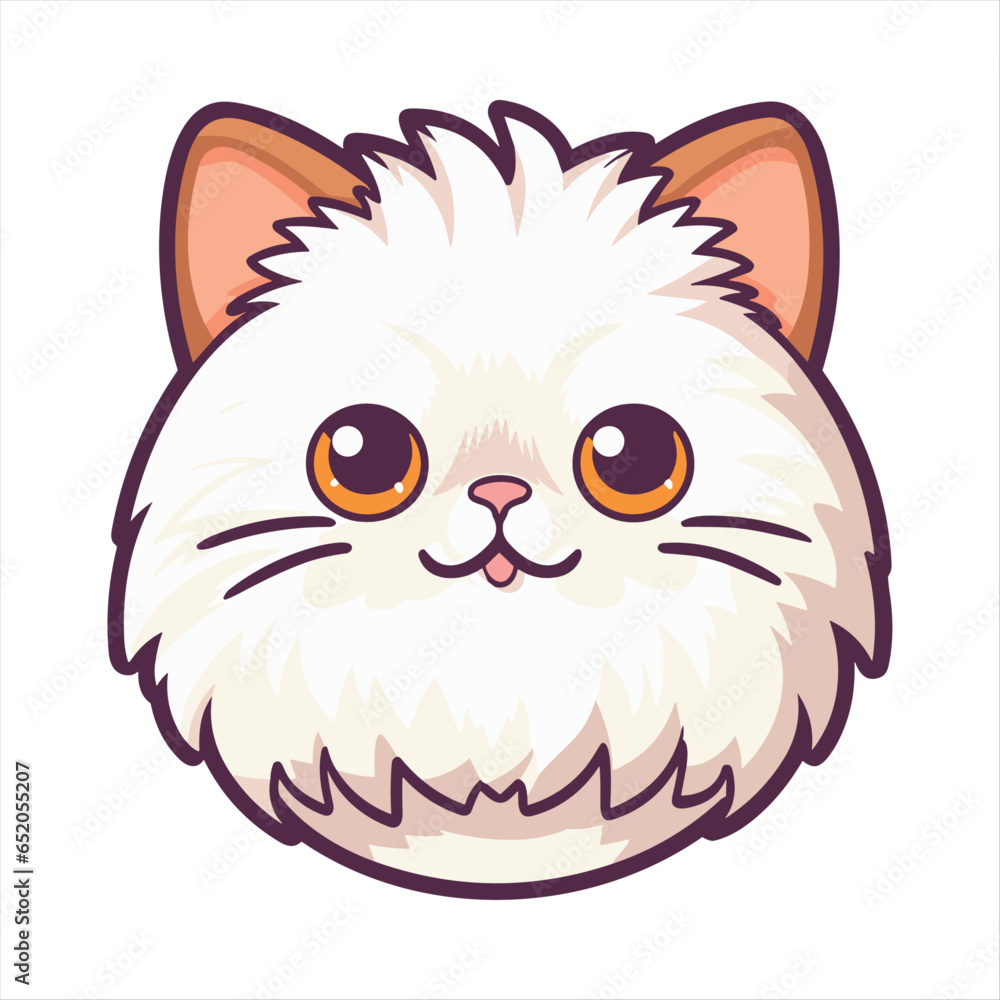 Cute Persian Cat Breed Colorful Watercolor Funny Face Cartoon Kawaii ...