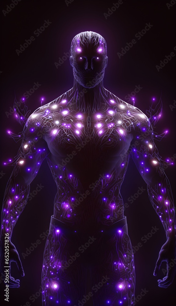 male spirit being made entirely out of a glowing latticework of ...