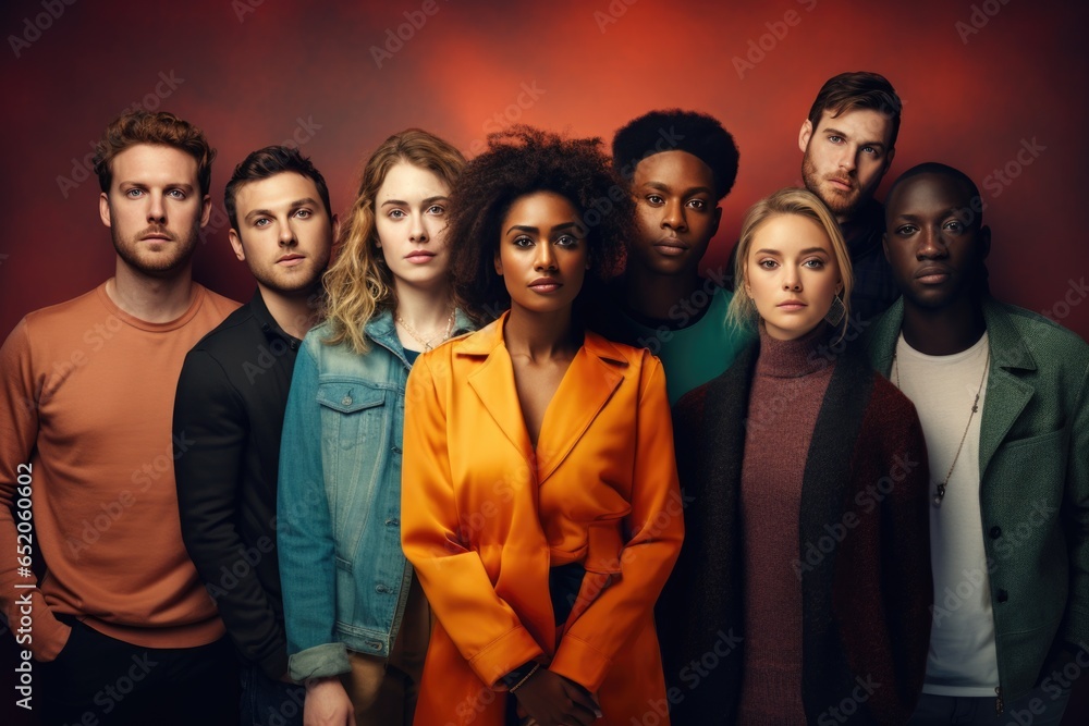 Group of people of different nationalities looking at camera. Gender ...