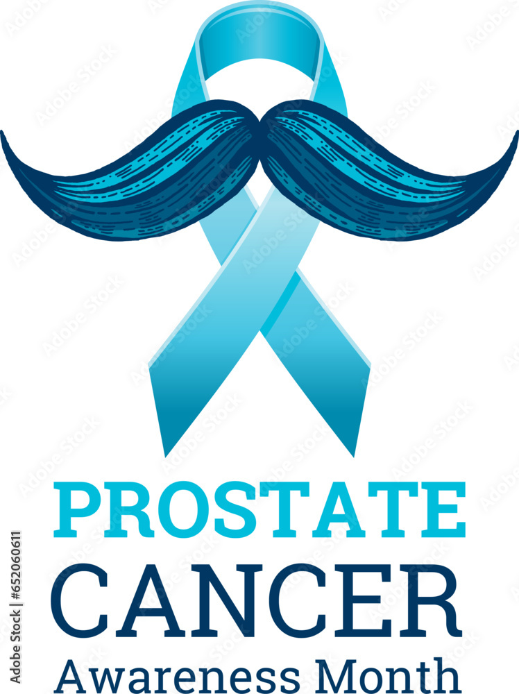 Prostate cancer awareness ribbon with moustaches. Men health logo. Man ...