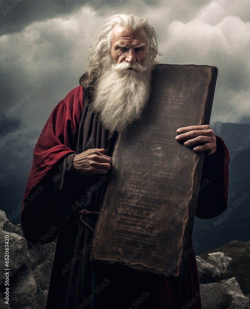Moses and Ten Commandments. precepts, ten basic laws, , according to ...