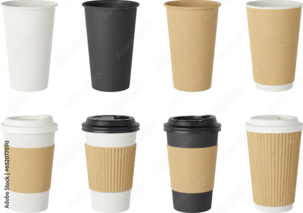 Paper cup realistic mockup. Coffee take away mug, disposables eco cups ...