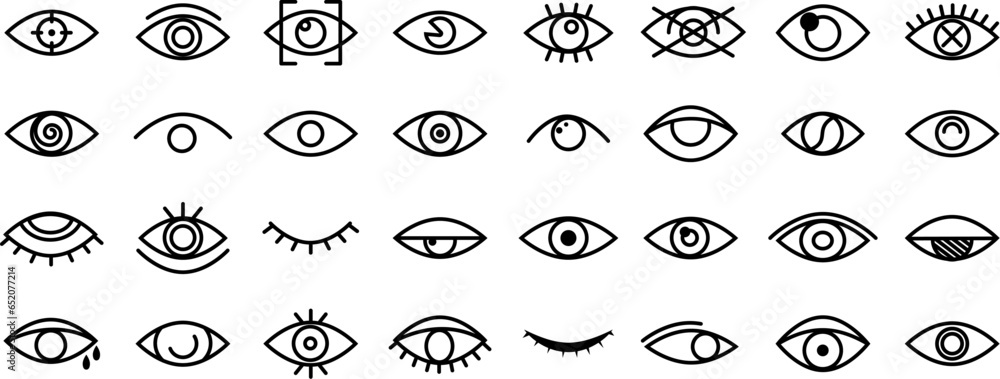 Vetor de Line eyes symbols. Outline eye icon, isolated ophthalmology ...