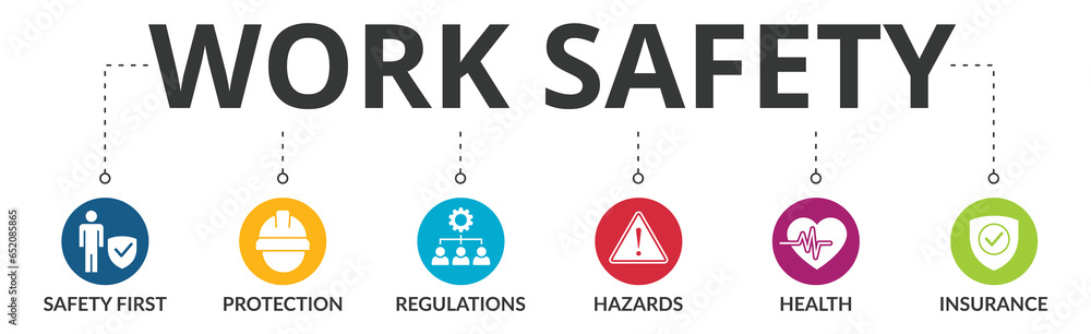 Work safety banner web icon vector illustration for occupational safety ...