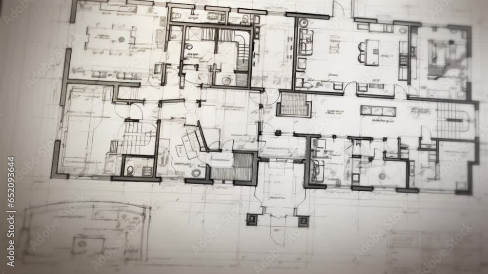 A textured paper with a hand-drawn sketch of a house floor plan ...