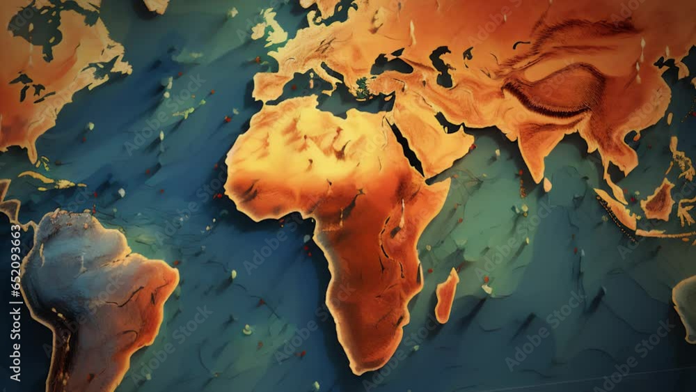 Animation of a colorful world map in motion with different layers by ...
