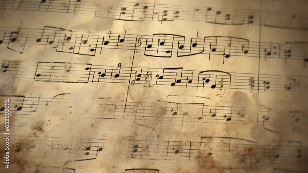 An old musical score with handwritten notes, for a desktop background ...