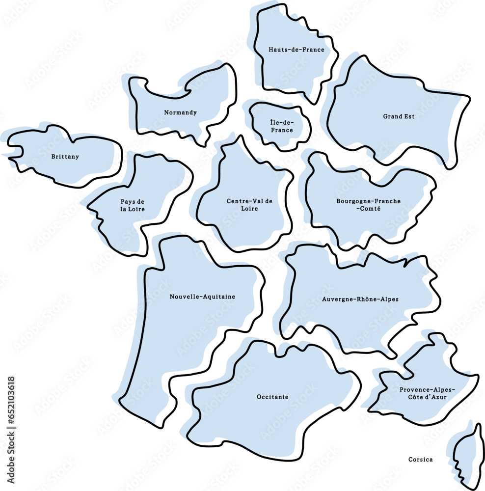 Vetor de french regions, french states, french provinces, france ...