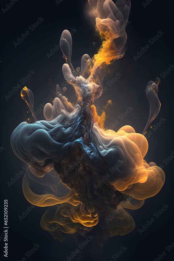 floating in the air the birth of twisted symbiosis of shapeless fractal ...