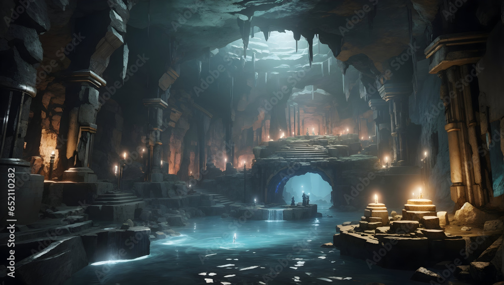 Deep within a labyrinthine cave system, you stumble upon an underground ...