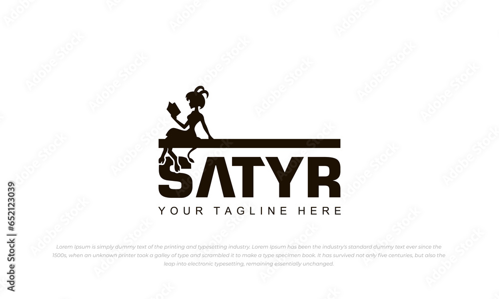 satyr silhouette logo, mythical creature combination of goat and person ...