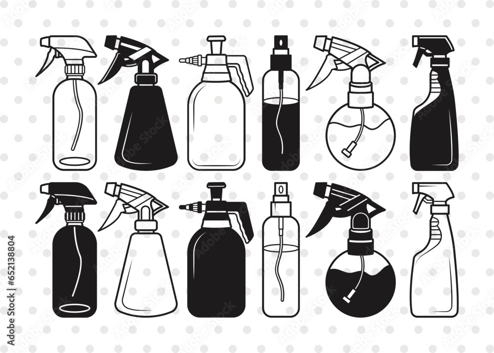 Spray Bottle Silhouette, Spray Bottle SVG, Cleaner Spray Svg, Maid ...