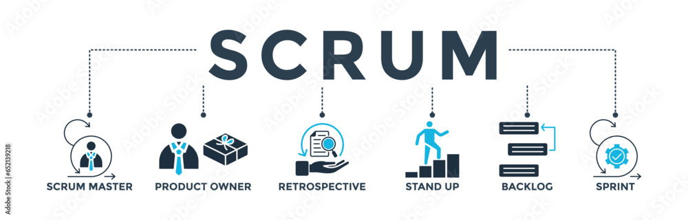 Scrum banner web icon vector illustration concept with icon of scrum ...