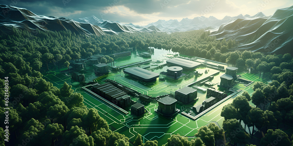 Concept of eco technology Integration civilization Harmonizing Eco-Tech ...