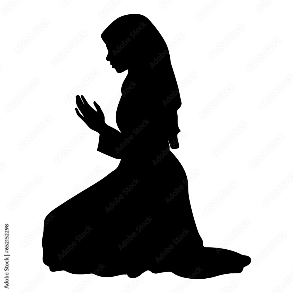 Muslim Woman praying silhouette, Black silhouette Woman praying Vector ... Muslim Woman praying silhouette, Black silhouette Woman praying Vector ...