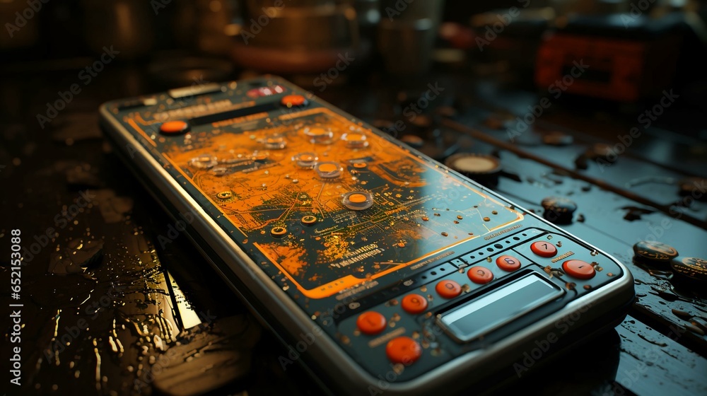 Retro old vintage mobile cell phone push-button from the 90s 2000s ...