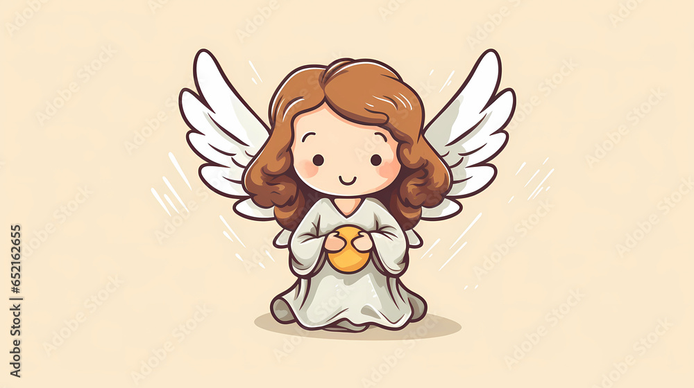 Hand drawn cartoon cute angel illustration Stock Illustration | Adobe Stock
