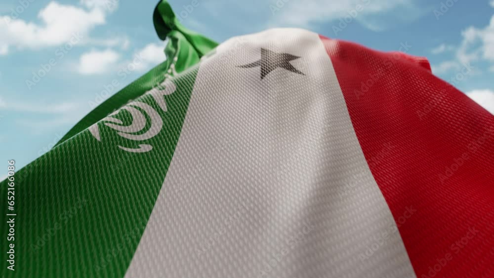 Wavy flag of Somaliland blowing in the wind in slow motion. Waving ...