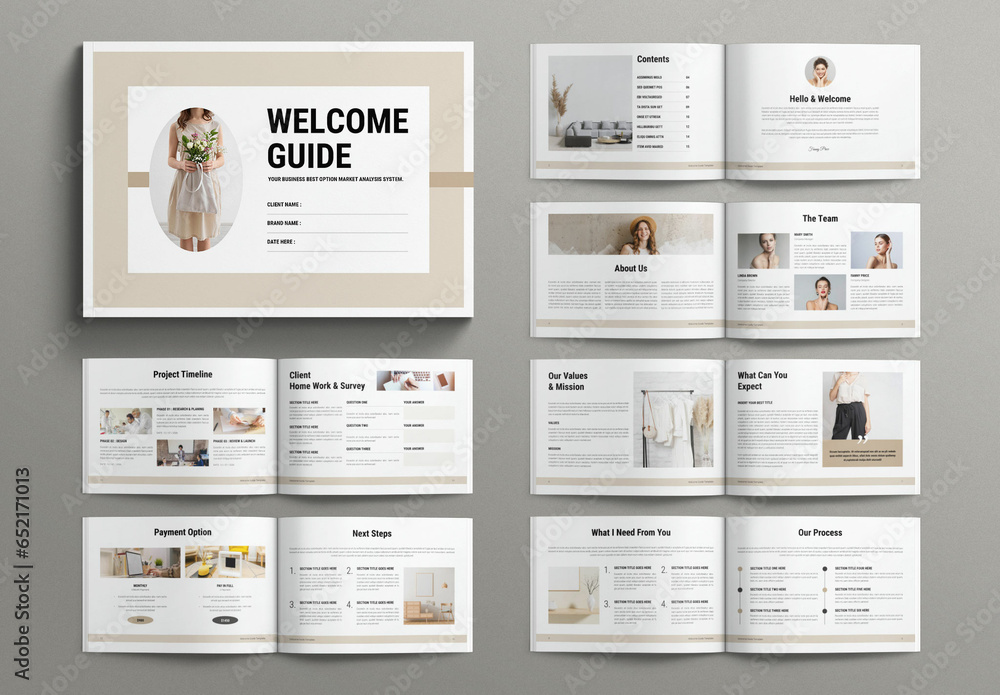 Client Welcome Guide Template Landsacpe Stock Template | Adobe Stock