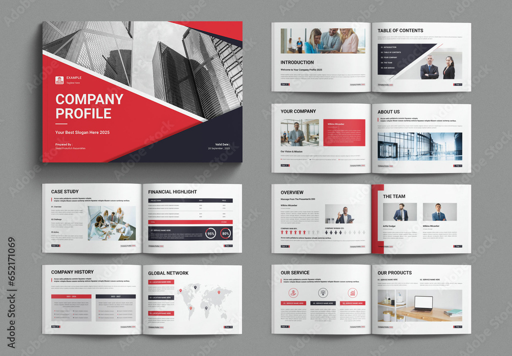 Company Profile Design Layout Landscape plantilla de Stock | Adobe Stock