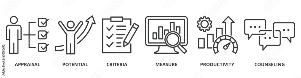 Performance review banner web icon vector illustration concept for ...