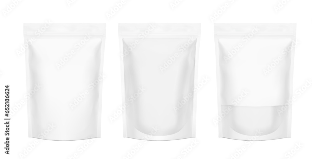 Pouch bag with clear window mockup set on white background. Screen mode ...