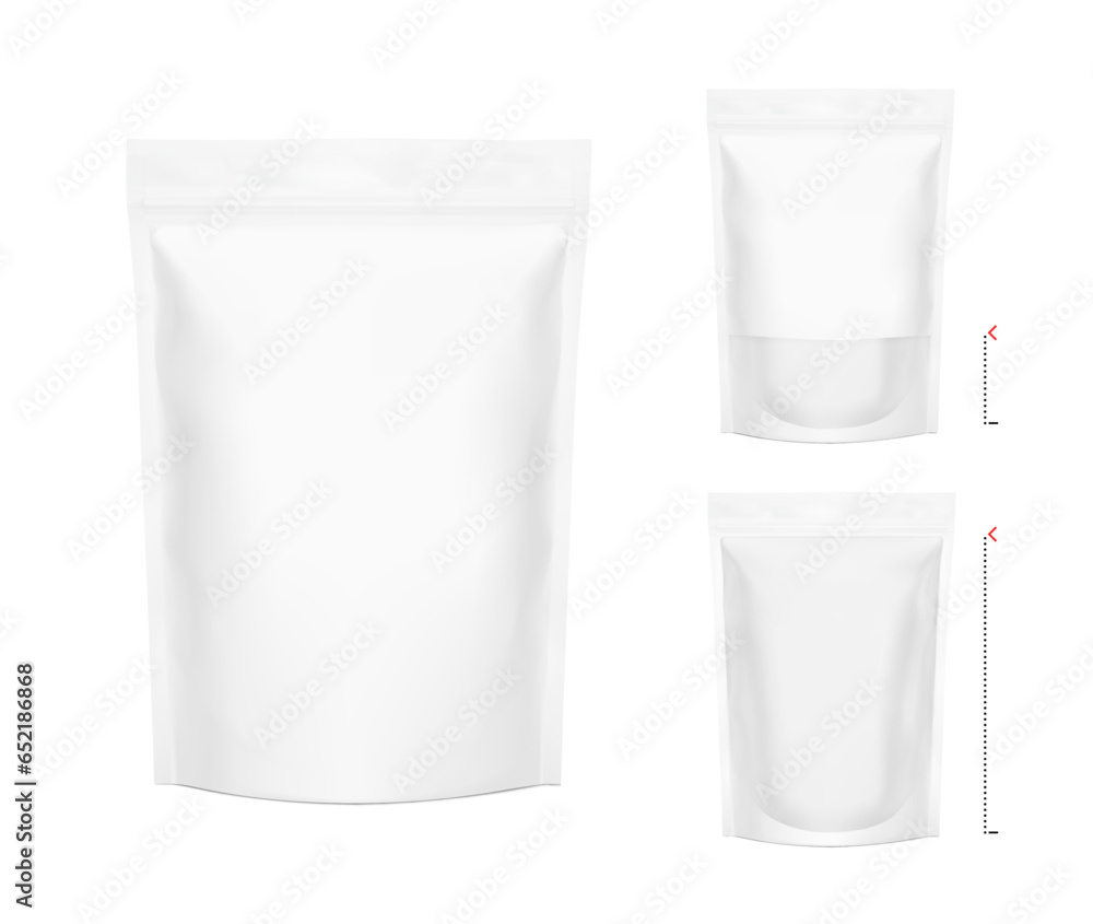 Pouch bag with clear window mockup set on white background. Screen mode ...
