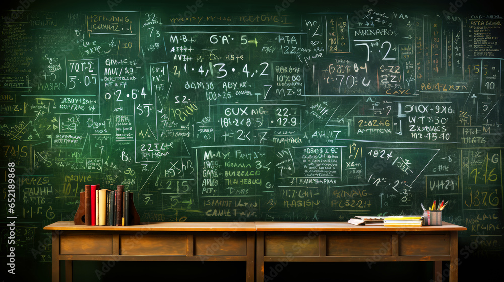 4k classroom wallpaper. mathematics lesson. green board. writings of ...