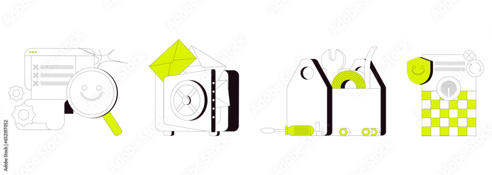 Vector set for interfaces, Web application, empty states. UI elements ...