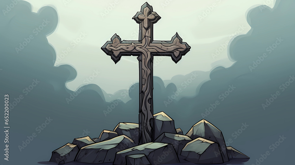 Hand drawn cartoon cross illustration Stock Illustration | Adobe Stock
