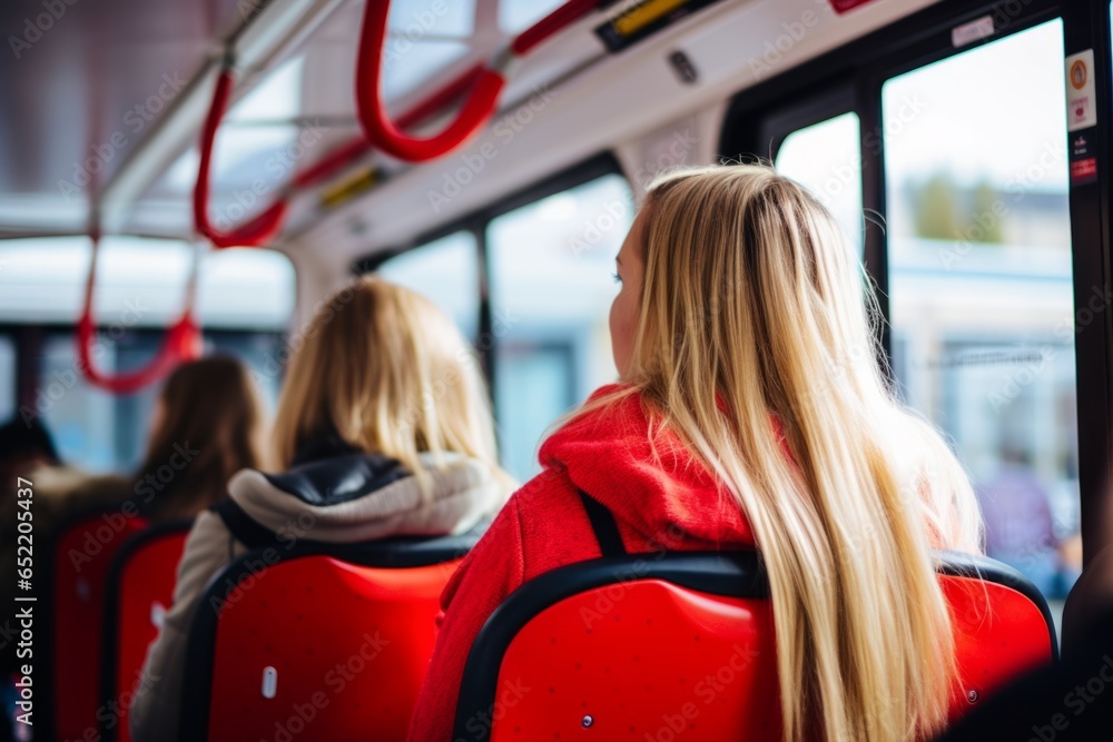 Back view unrecognizable European young woman lady female girl taking ...